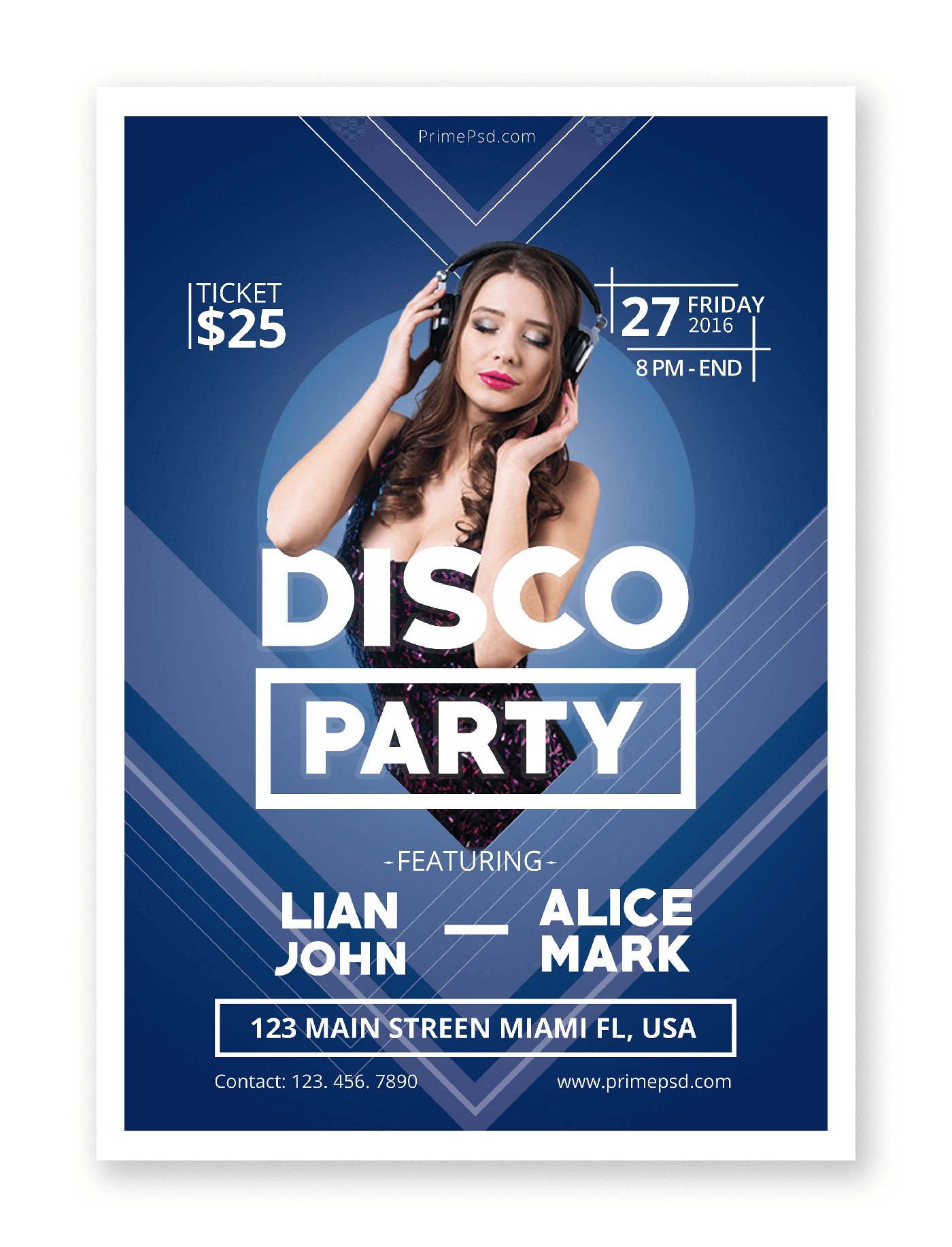 Disco Party Flyer Free PSD Template - PrimePSD