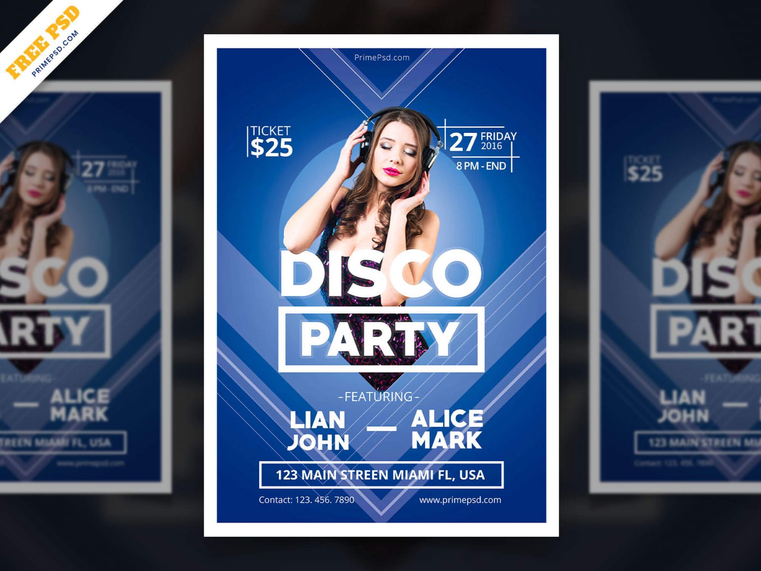 Disco Party Flyer Free PSD Template - PrimePSD