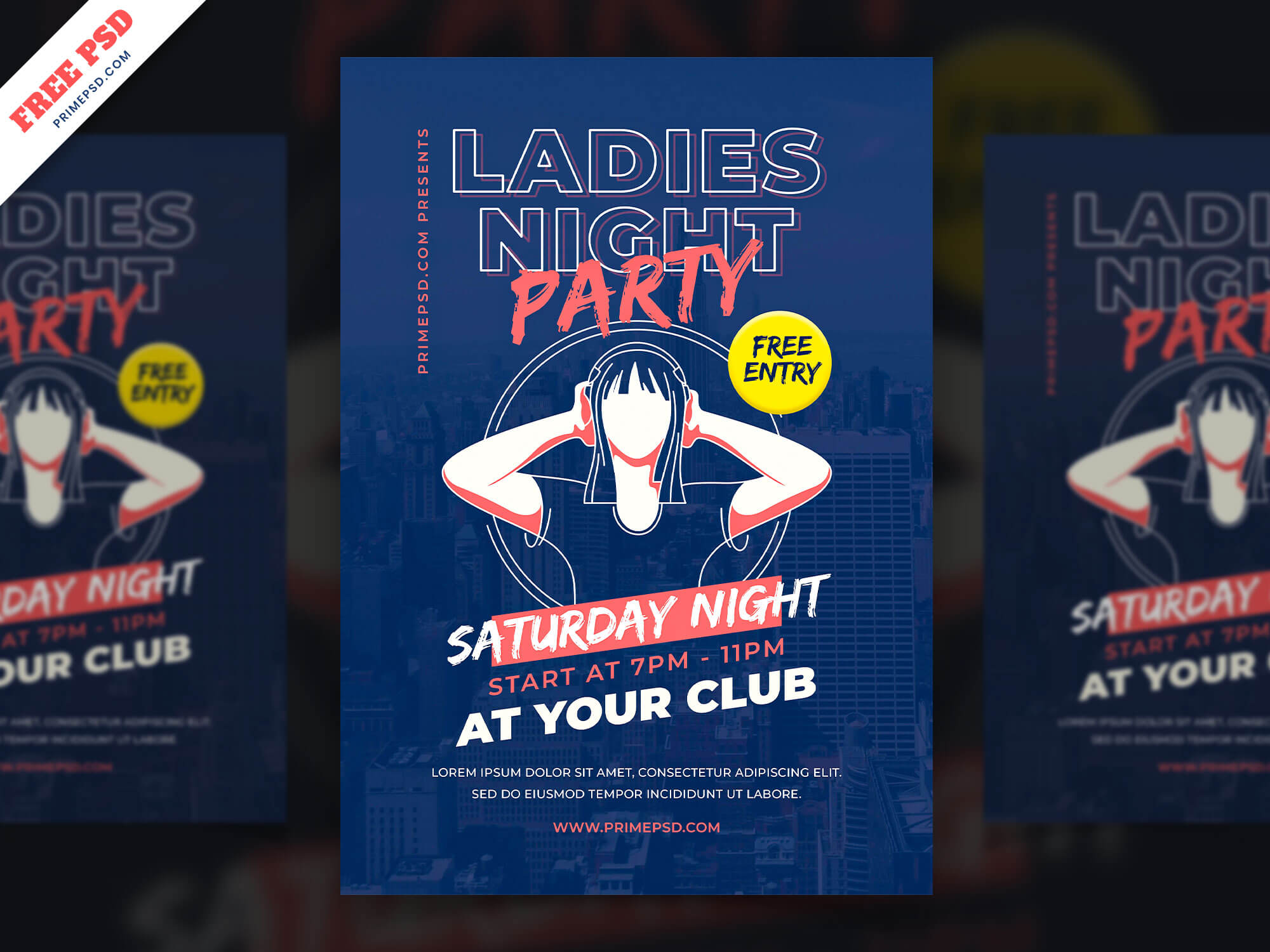 Ladies Night Party Flyer Free PSD Template - PrimePSD