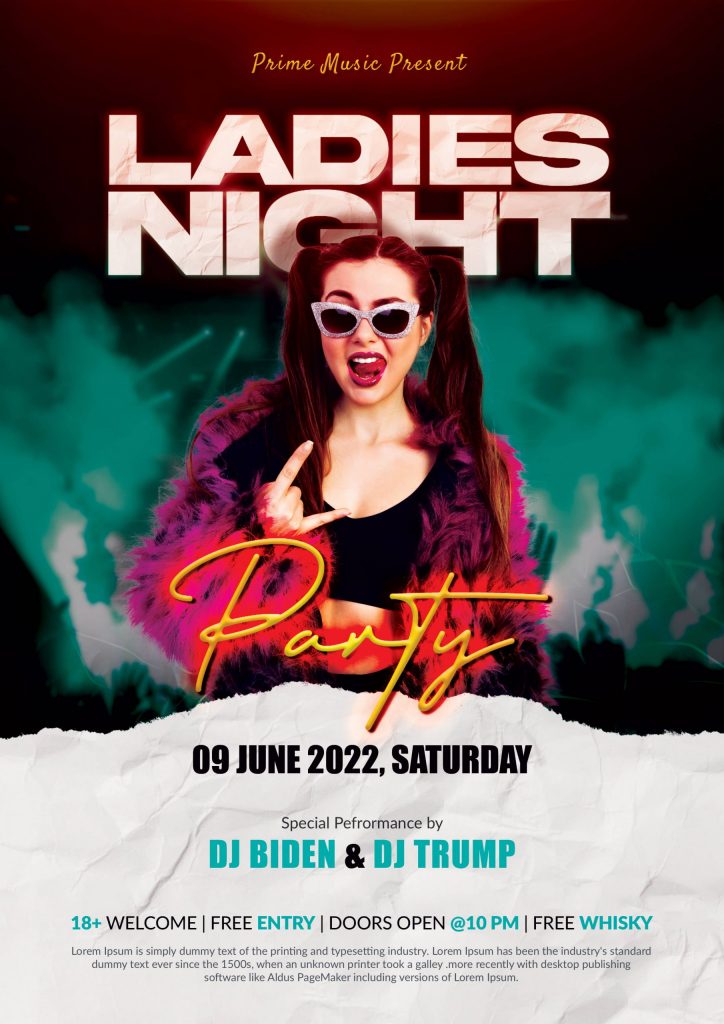 Ladies Night Party Flyer Free PSD - PrimePSD