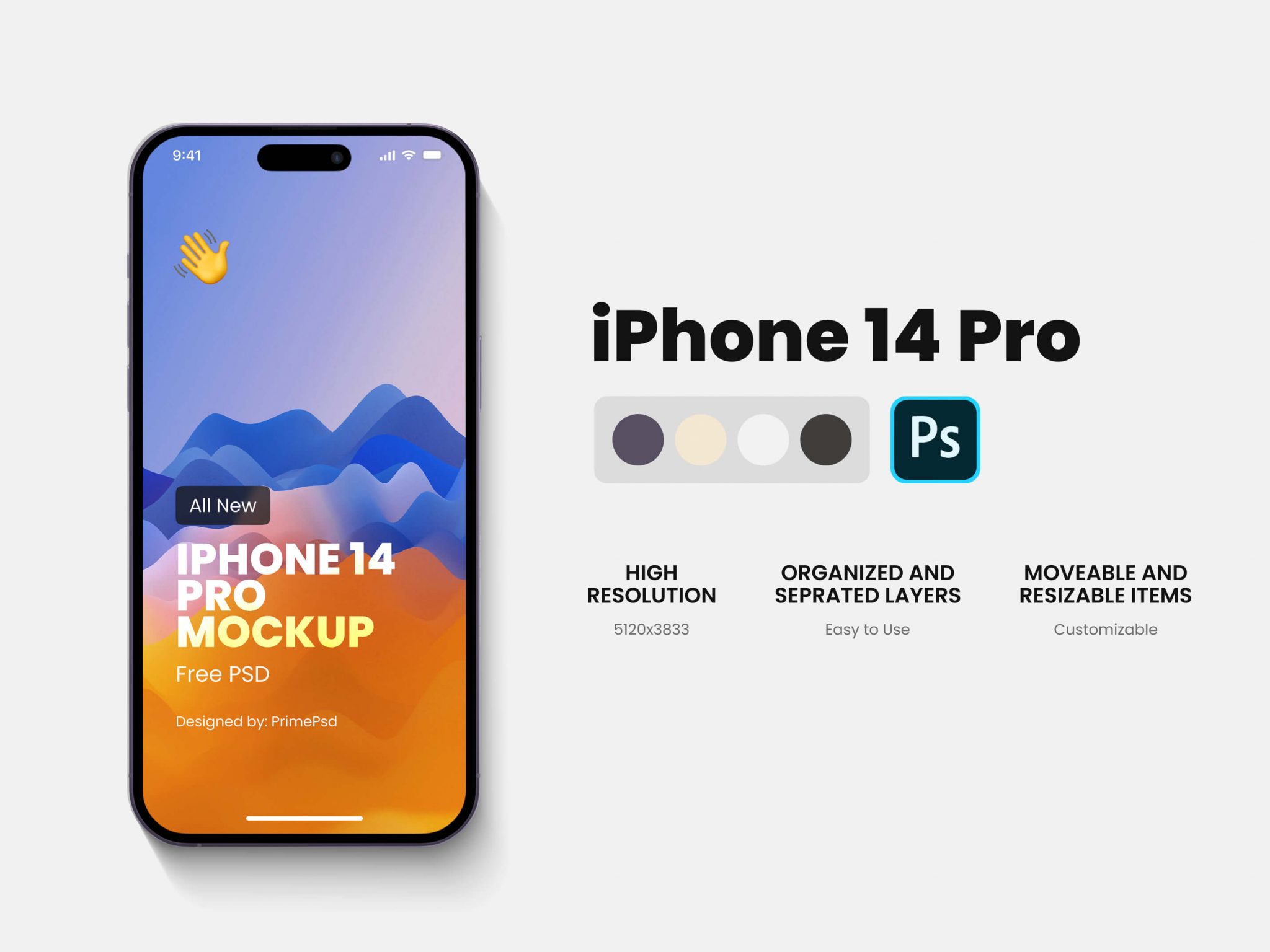 iPhone 14 Pro Mockup Free PSD - PrimePSD