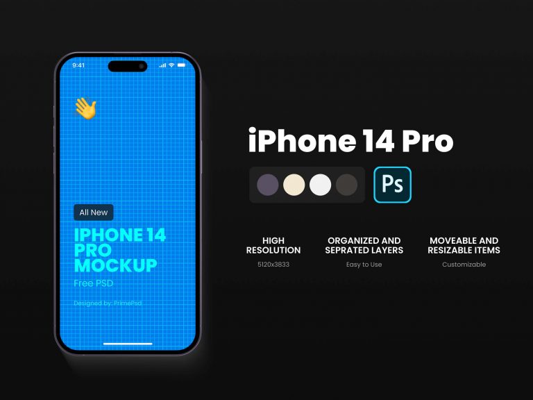 iPhone 14 Pro Mockup Free PSD - PrimePSD