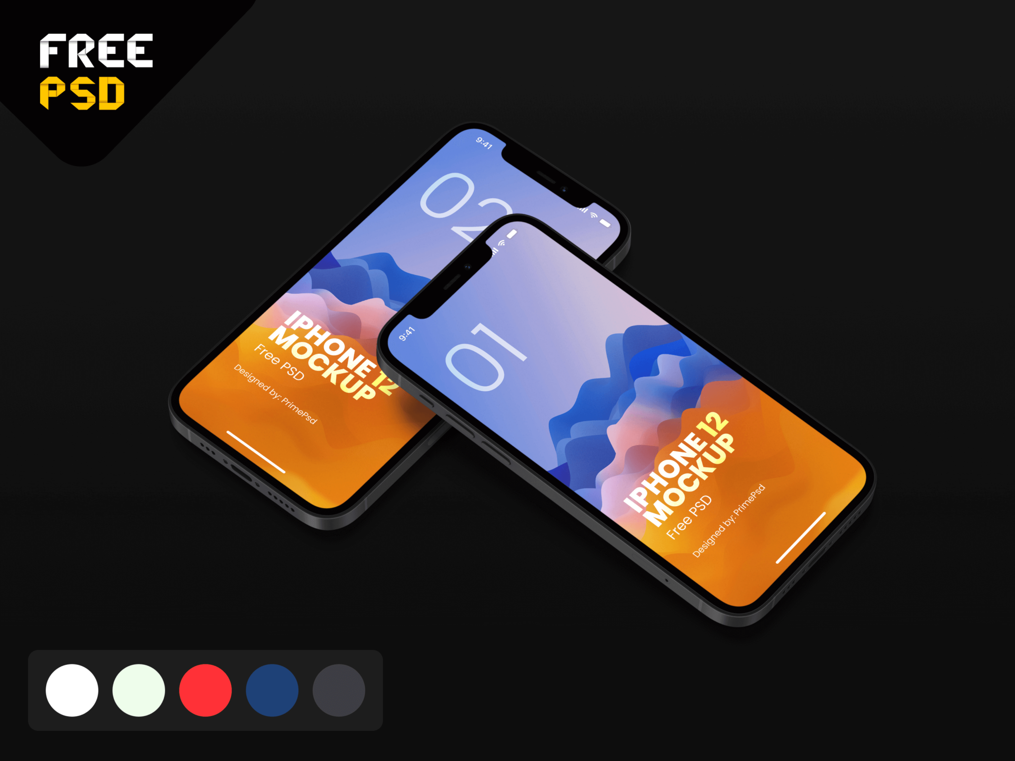 iPhone 12 Perspective Mockup Free PSD - PrimePSD
